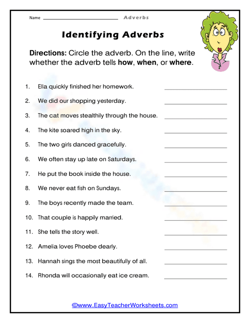 Grade 3 Adverbs — Printable No-Prep Worksheet