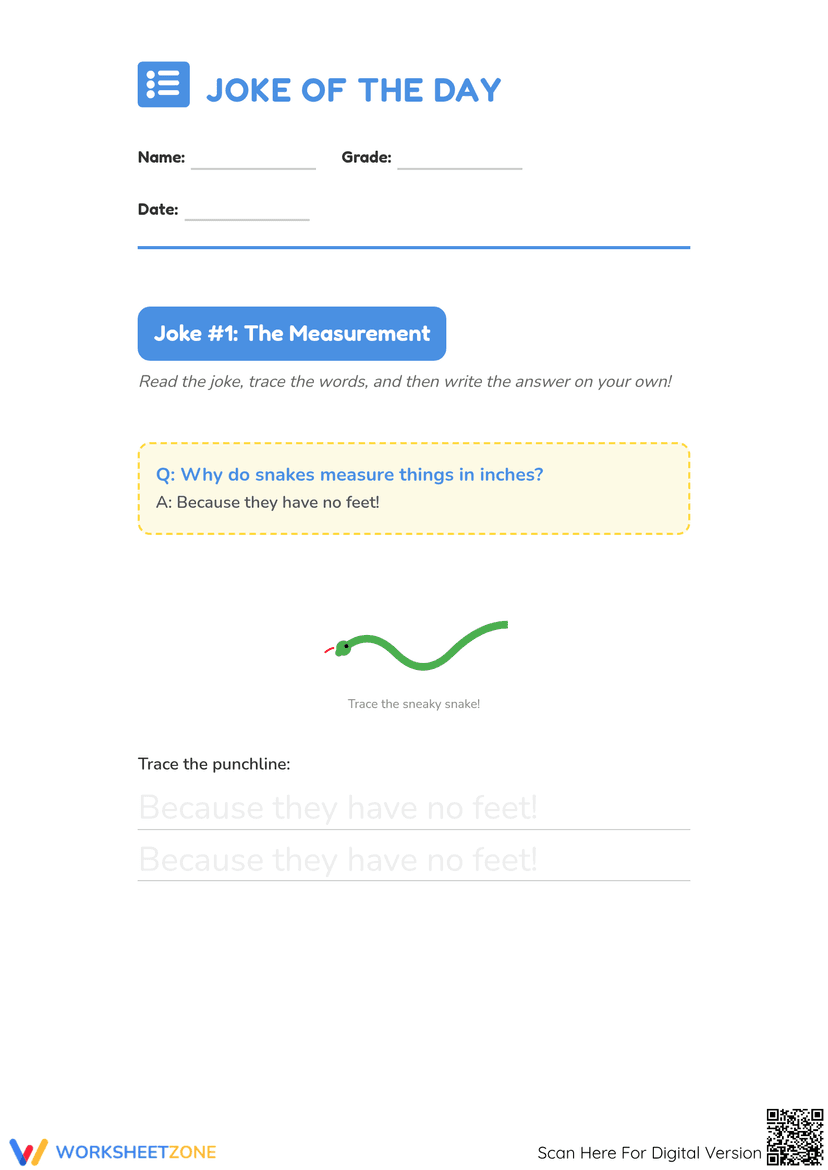 Printable Handwriting Joke Worksheet | Grades 1-2