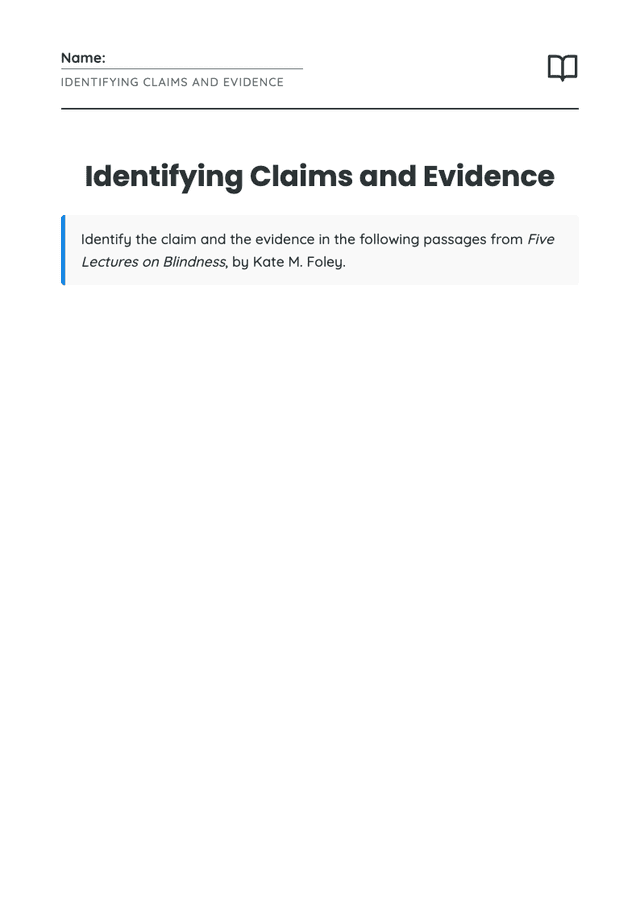 Identifying Claims and Evidence Worksheet – Critical Reading Practice
