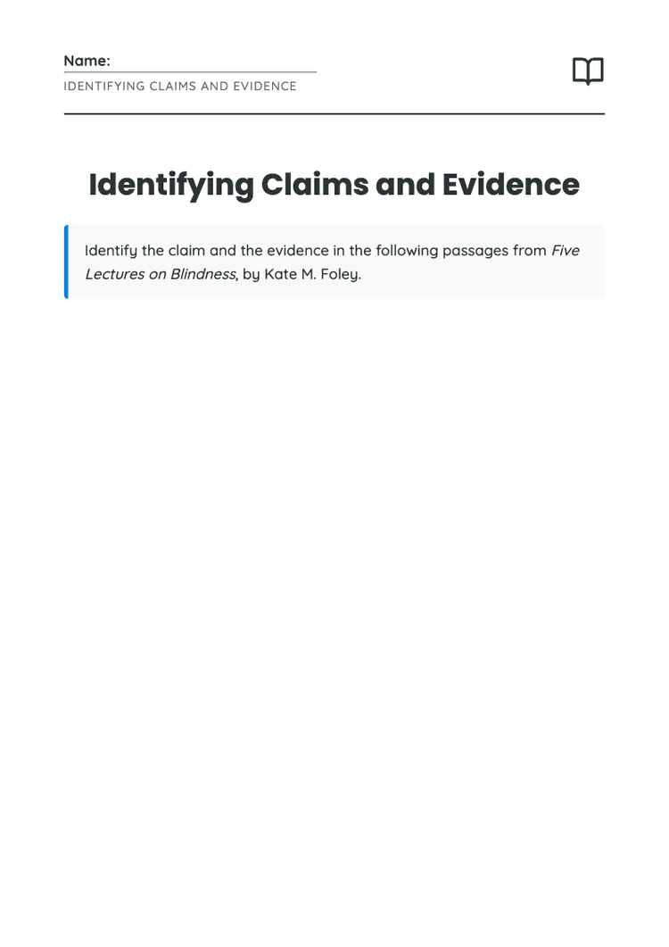 Identifying Claims and Evidence Worksheet – Critical Reading Practice